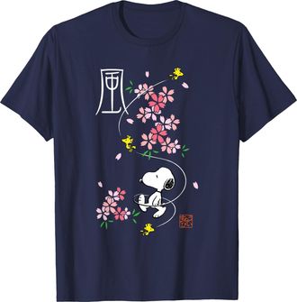 Peanuts Erdnüsse Snoopy & Woodstock Japan Cherry Blossom T-Shirt