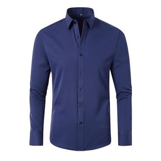 Generic Chemise habill&eacute;e &agrave; manches longues pour homme adulte - Coupe classique - Coupe formelle - Revers boutonn&eacute; - Coupe droite - Pour le travail et le burea