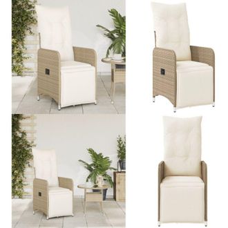 vidaXL Vidaxl - Gartensessel mit Kissen Verstellbar Beige Poly Rattan - Gartenstuhl - Relaxsessel - Loungesessel - Outdoor Sessel - Rattan Stuhl - Home &
