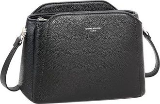 David Jones Sac bandoulière Femme - Pochette porté épaules - Sacoche Similicuir - Taille Moyenne - Ville Travail Voyage Chic Classique (BLACK)