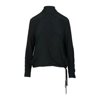 Semicouture Femme, Blouses et Chemises, Noir, Taille: 36 FR Blouse en m&eacute;lange de soie avec col de chemise