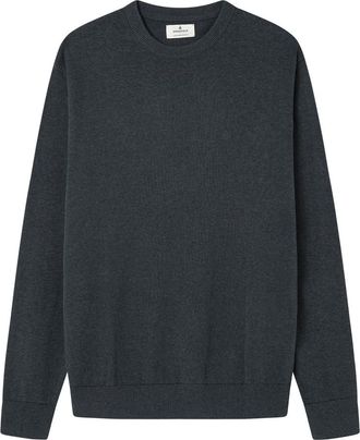 Springfield Basic Pullover Gg12 Rundhalsausschnitt mit Baumstickerei, Blau, L