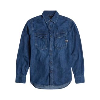 G-Star Homme, Chemises, Bleu, Taille: XL Chemise Slim en Denim avec Boutons-pression