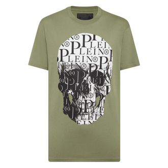Philipp Plein Homme, Tops, Vert, Taille: S T-Shirt Col Rond Skull