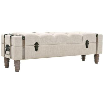 vidaXL Vidaxl - Banc de rangement en bois de sapin massif et acier - Dimensions 111x34x37 cm - Assise rembourr&eacute;e et tapiss&eacute;e - Facile &agrave; assembler