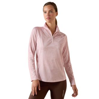 Ariat Womens Sunstopper 3.0 1/4 Zip Baselayer Top Long Sleeve in Sepia Rose Horse Park, Size X-Large, by Ariat