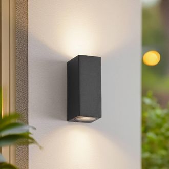 Lucande Wandleuchte außen Xava (Modern) in Schwarz aus Aluminium (2 flammig, GU10) - Außenwandleuchten Wandlampe Led Außenlampe Outdoor für Außenwand/Hauswand