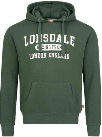 Lonsdale Mens SMERLIE Hooded Sweatshirt, Bottle Green/White, M