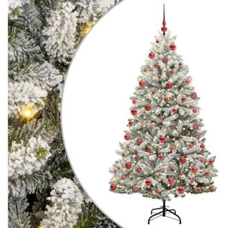 vidaXL K&uuml;nstlicher Weihnachtsbaum Gr&uuml;n und Wei&szlig; 180 cm PVC und Metall vidaXL
