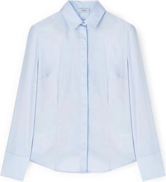 Motivi Popeline Hemd mit verdeckter Knopfleiste - - Blouses & Shirts - Damen - Blau - XL