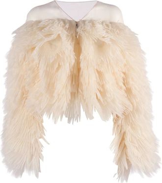 Elisabetta Franchi Femme, Vestes, Beige, Taille: 38 FR Giaccia Ricamata