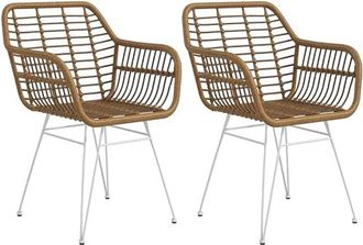 HOMCOM Lot de 2 chaises de Salle à Manger Chaise de Cuisine Design bohème Assise en résine tressée piètement en Acier Chaise à dînner 56 x 60 x 79 cm Blanc