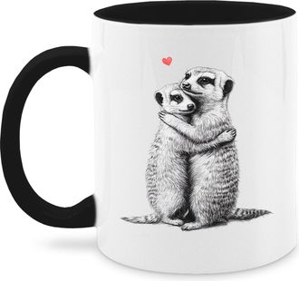 Shirtracer Tasse Tassen 325ml - Ich liebe dich Geschenke Erdmännchen Paar Geschenk Pärchen Geschenke Liebe I Paare Geschenk - 325 ml - Schwarz - mit herz