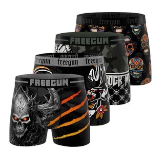 Freegun Freegun Boxershorts f&uuml;r Herren, Landschaft, weich & atmungsaktiv (4 St&uuml;ck), Schwarz/Grau/Orange/Wei&szlig;, XXL