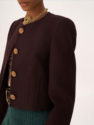 Chlo&eacute; Gold-Button Wool Jacket - Purple