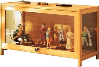 Generic Kleines Display Cabinet, Vitrine mit Acrylglastüren, Großes Oberteil, for Figuren, Spielzeug(Natural,70cm/27.5in)