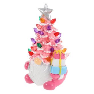 BESPORTBLE Weihnachtswichtel Nachtlicht Baum Nachtlampe aus Kunstharz Kabellose LED Tischleuchte in Rosa Kleines Weihnachtsdeko Nachtlicht f&uuml;r Wohnzimmer und Sch