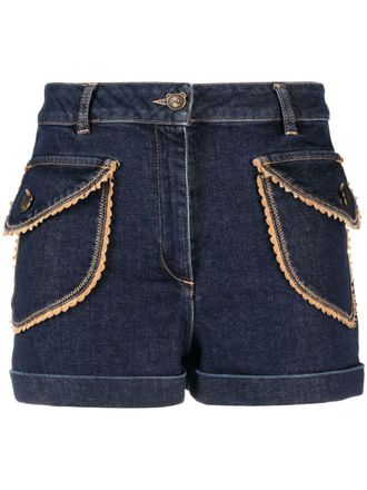 Moschino short en jean &agrave; finitions festonn&eacute;es - Bleu