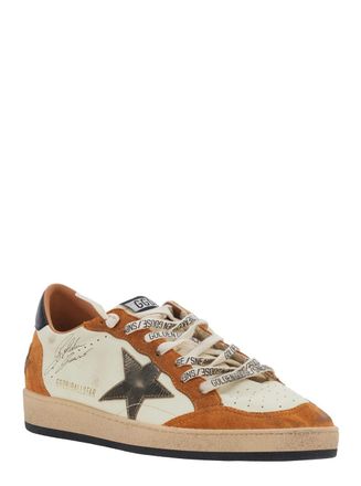 Golden Goose Mens Sneakers Ballstar Orange Suede Ovine Leather Trainers