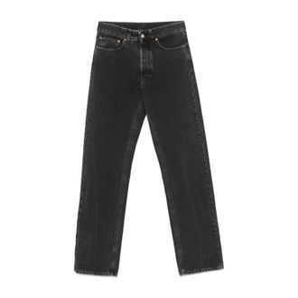 Maison Margiela Schwarze Gerades Jeans mit Signature-Logo - - Jeans - Damen - Schwarzk - W28