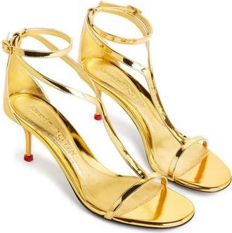 Alexander McQueen Sandaletten aus Metallic-Leder in Gold