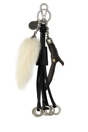 Prada Womens Black Leather Key Ring Bianco Portachiavi Keychains