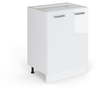 Vicco Meuble bas universel R-Line, Blanc Haute brillance, 60 cm avec portes, sans plan de travail Vicco
