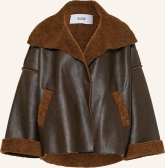 Eleh Eleh Jacke In Lederoptik Mit Teddyfell braun