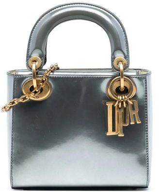 Dior Hobo Bags - Mini Metallic Patent Lady Dior - Gr. unisize - in Silber - f&uuml;r Damen
