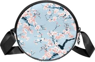 Generic Sac &agrave; bandouli&egrave;re rond pour femme, motif fleurs roses printani&egrave;res, sac &agrave; dos &agrave; bandouli&egrave;re r&eacute;glable, sac &agrave; main rond d&eacute;contract&eacute; pour femmes et fille