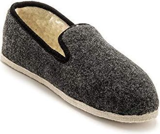 Honcelac Honcelac - Charentaises Mixtes fourr&eacute;es Laine - Homme - Taille : 39 - Couleur : Gris uni