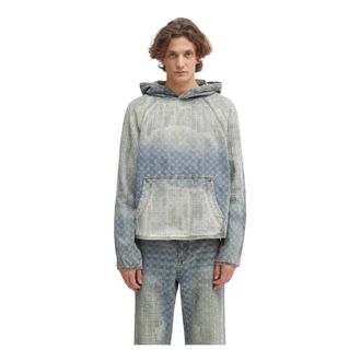 Daily Paper Clothing Destroyed Denim Hoodie - - Sweatshirts & Hoodies - Herren - Blau - M