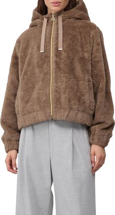 s.Oliver Kapuzenjacke aus Fellimitat mit elastischem Saum