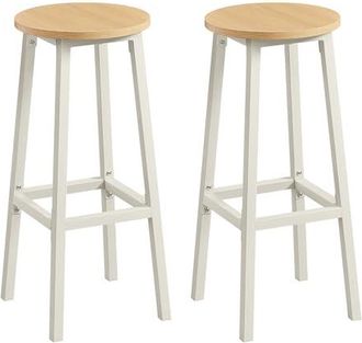 Vasagle Tabourets de Bar, Lot de 2, Chaises, Si&egrave;ge Haut, Cadre M&eacute;tallique, Montage Facile, Hauteur 74 cm, Repose-Pieds, pour Cuisine, Salon, Salle &agrave; Manger, D