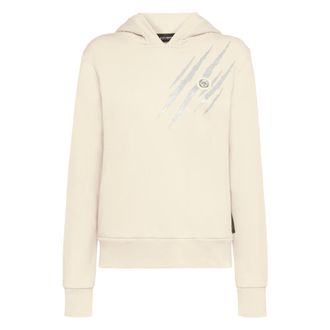 Plein Sport Femme, Sweatshirts et sweats &agrave; capuche, Beige, Taille: 38 FR Hooded SweaT-shirt Scratch