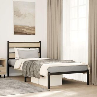 vidaXL Cadre de lit en m&eacute;tal sans matelas ch&ecirc;ne sonoma 75x190 cm Vidaxl