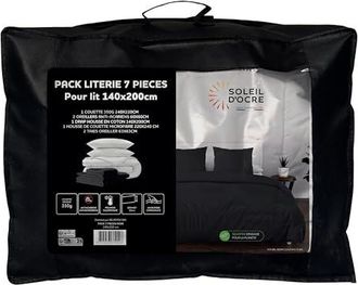 Soleil d'Ocre Bettwäsche-Set, 7-teilig, Boheme, Schwarz, für Bett mit 140 x 200 cm