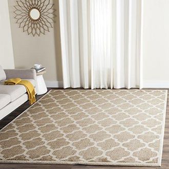 Safavieh Geometrisch Teppich für Wohnzimmer, Esszimmer, Schlafzimmer - Amherst Collection, Kurzer Flor, Weizen und Beige, 244 X 305 cm