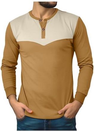 Generic Chemise basique classique pour homme, coupe classique, style d&eacute;contract&eacute;, polo vintage, l&eacute;ger et respirant, tunique de vacances, caf&eacute;, XXL