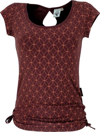 Guru Shop Yoga -T-Shirt aus Bio-Baumwolle Flower of Life - Dattelbraun, Damen, Size:M