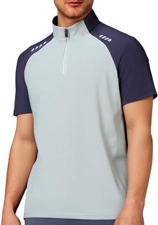 Generic T-shirt dext&eacute;rieur &agrave; manches longues pour homme avec demi-fermeture &eacute;clair et design bloc de couleur pour le cyclisme et les activit&eacute;s sportives, lila