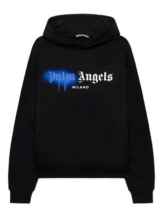 Palm Angels Spray City Milan Hoodie mit tropfendem Logo - Schwarz
