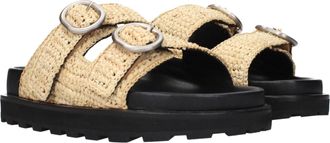 Jil Sander Raffia Slippers - Beige