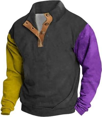 Generic Costume de carnaval - Sweat-shirt pour homme - Sans capuche - Avec col 1/4 - Col montant - Sweat-shirt dext&eacute;rieur - Coupe ajust&eacute;e - Pull de transition