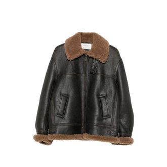 Saint Laurent Shearling-trim Leather Jacket