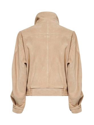 Blanca Vita Womens Belted Suede Biker Jacket Beige Leather (suede) Bomber