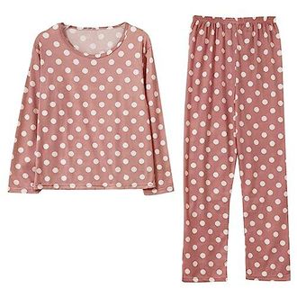 Generic Pyjama long en flanelle pour femme - Manches longues - V&ecirc;tement de nuit dhiver avec pantalon de pyjama long en flanelle - Pyjama pour femme - Coton en