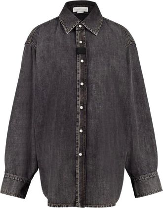 Stella McCartney Femme, Blouses et Chemises, Noir, Taille: 38 FR Chemise en jean d&eacute;lav&eacute; boutonn&eacute;e