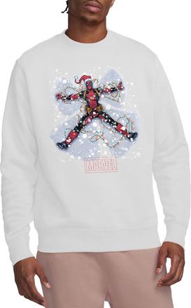 Deadpool Unisex Marvel Christmas Snow Angel, White Sweatshirt, wei&szlig;, XXL