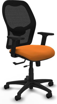 Piqueras y Crespo Hochwertiger B&uuml;rostuhl mit 2D-Armen, h&ouml;henverstellbare Lendenwirbelst&uuml;tze, ausgestattet mit Syncro/Translack und Schneideschaum, Schwarz/Orange